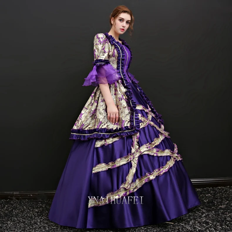 18th Century Rococo Purple Royal Court Dress Retro Baroque Clothing ...