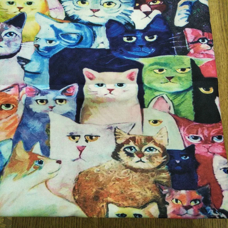 45x140cm Cute Colorful Cats Printed Polyester Cotton Thick Canvas ...