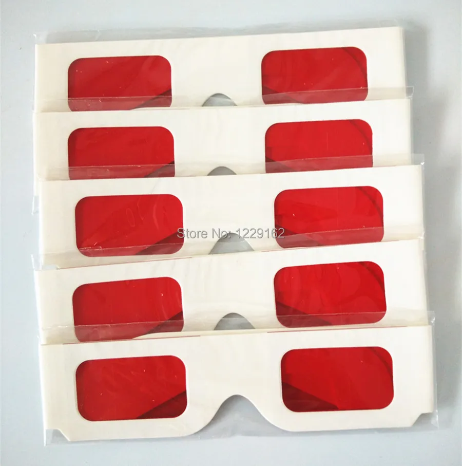Free Shipping 100pcslot Re Useable White Paper 3d Glasses Paper Frame Redred Lens 3d Decoder