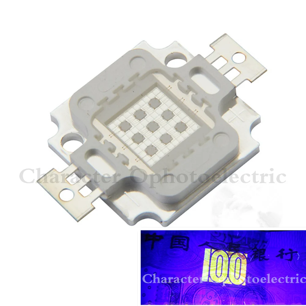 10W 고출력 LED UV 라이트 칩, 365nm 375NM 385nm 395nm 400nm 415nm 430nm 울트라 ...