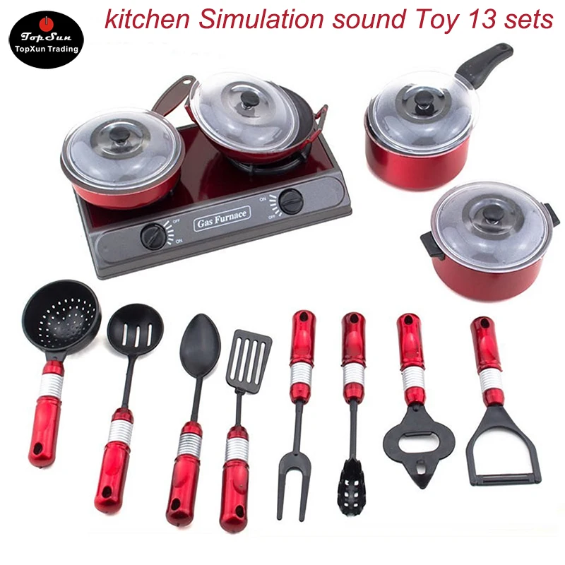 TopSun 13 pieces Early Educational Simulation Kitchen Toys Plastic Red ...