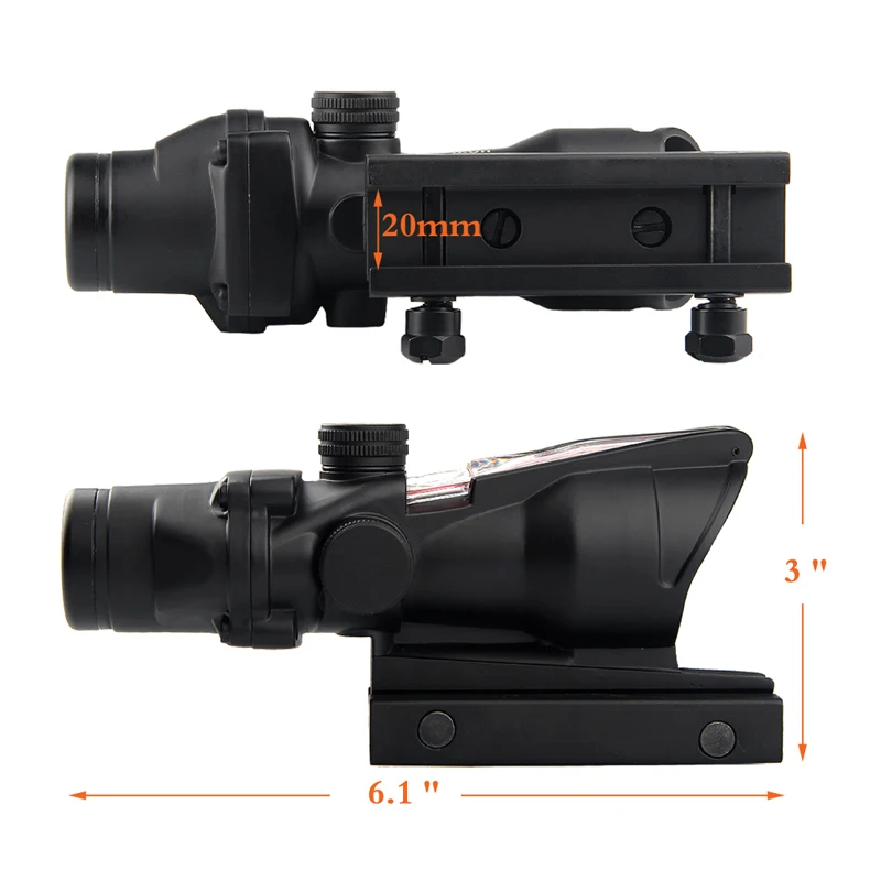 Tactical Hunting Rifle Scope Optic Sight Airsoft Green Red Fiber ACOG ...