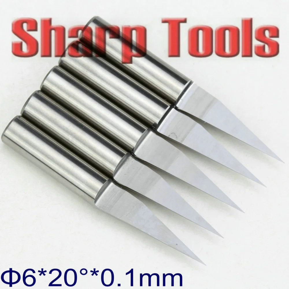 6mm Schacht 20 Hoek 0.1mm Tungsten Carbide End Mill PCB Graveren Bits ...