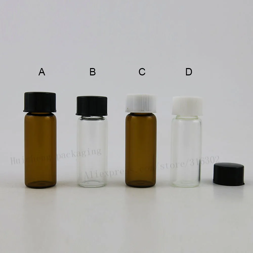 500pcs 5ml Empty clear screw neck glass bottle amber glass vials with ...