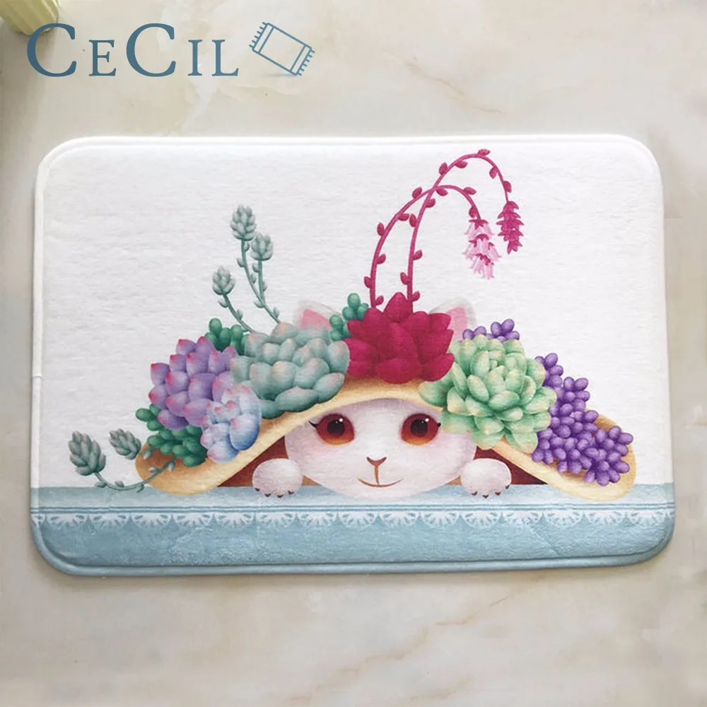 Cecil Creative Cartoon Cat Monkey Footprints Bath Mat Toilet Carpet ...