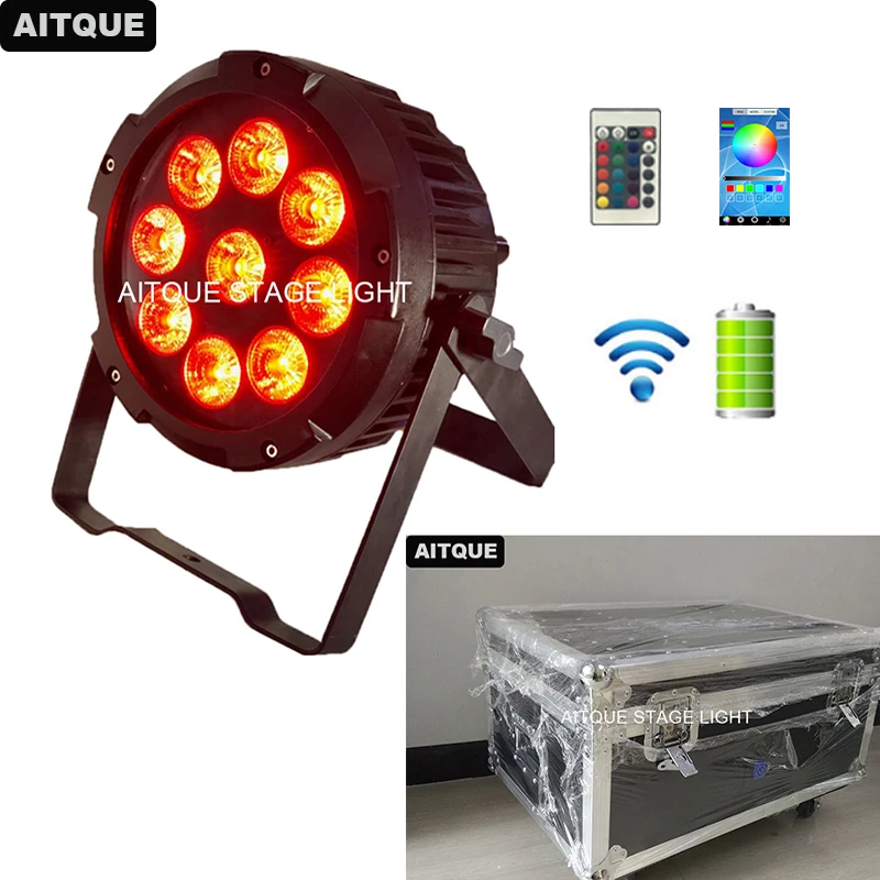 6pcs/case Led Studio Par 9x12w Rgbwa Uv 6in1 Akku Led Par Wireless Dmx ...