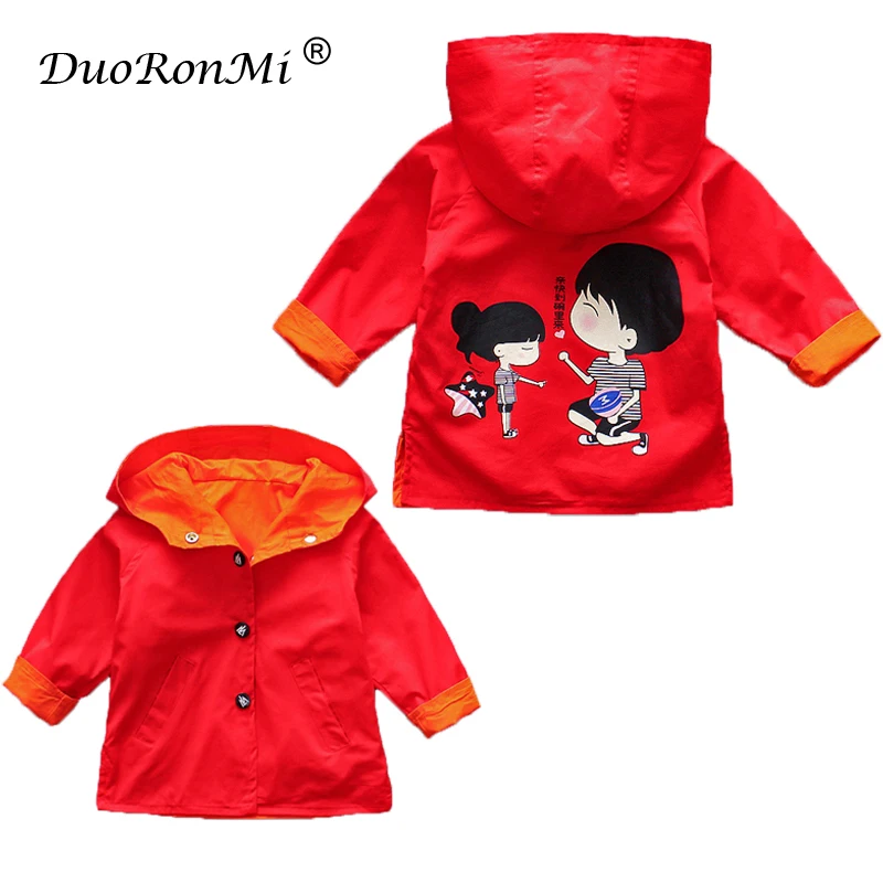 Spring Jacket Girls Kids Outerwear Cartoon Print Windbreaker Coats ...