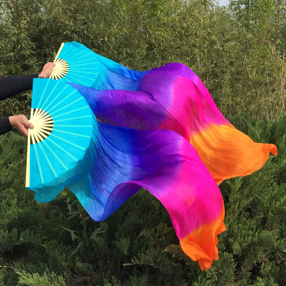 New Arrival 180x90cm 100% pure real silk fan veils sexy 5 colors mixed ...