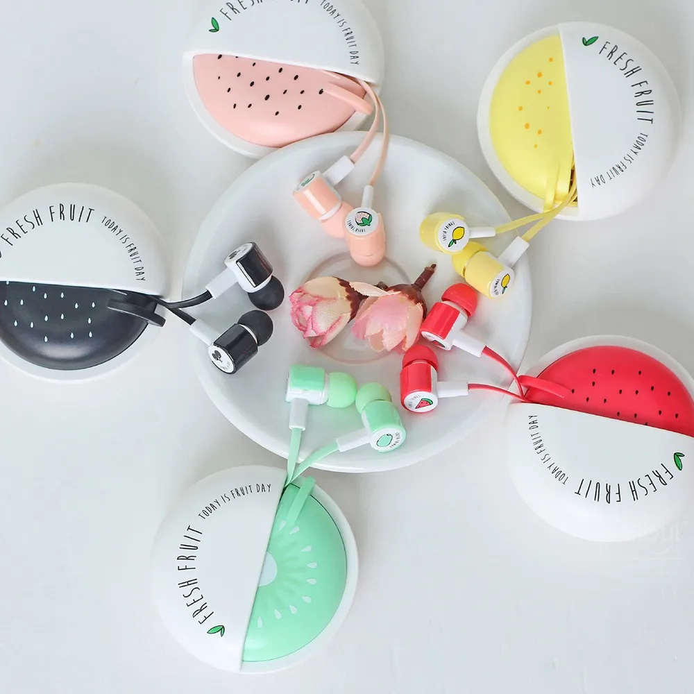 Cute Fruit Patterned Wired Earphone Lovely Stylish In Ear Earbuds ...