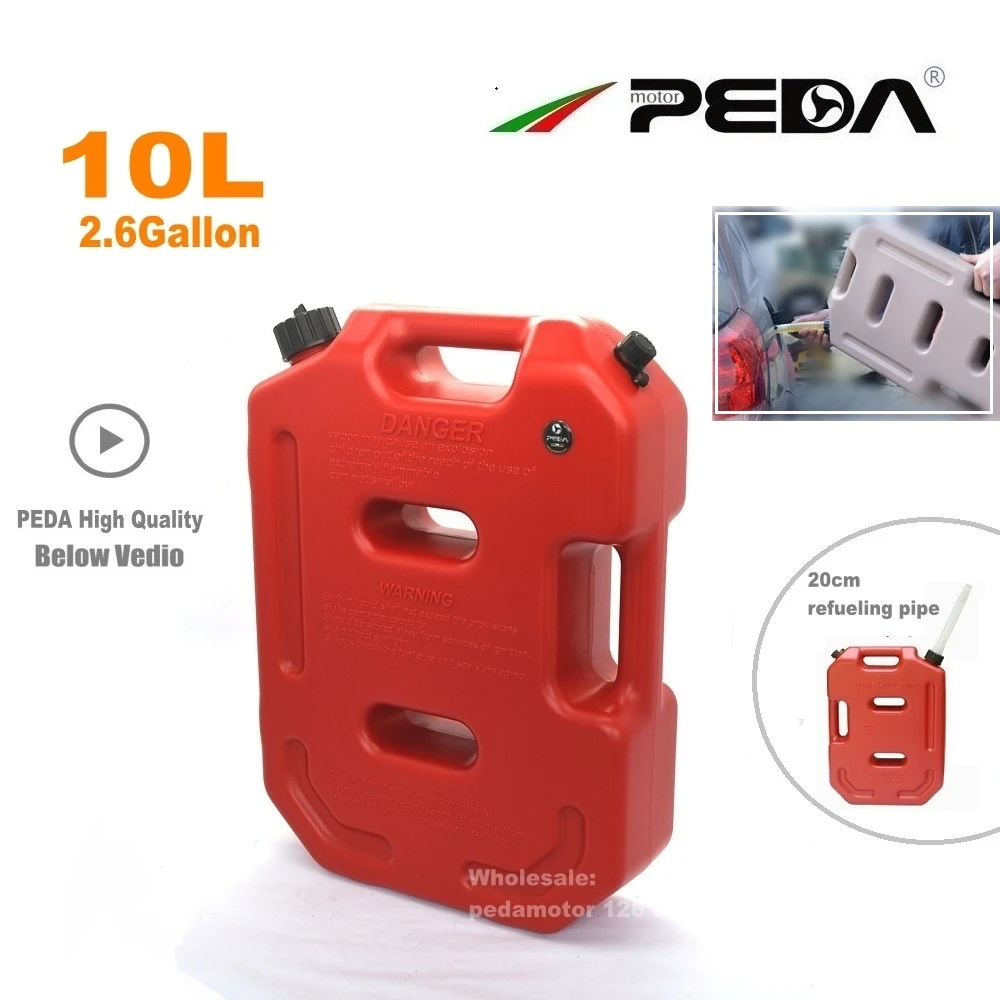 10l Gas Can Jerry Can Red Portable Fuel Tank Plastic Diesel Cans Atv ...