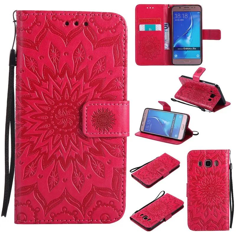 MuTouNiao Red Sun flower pattern PU Leather Wallet Stand Flip Case ...