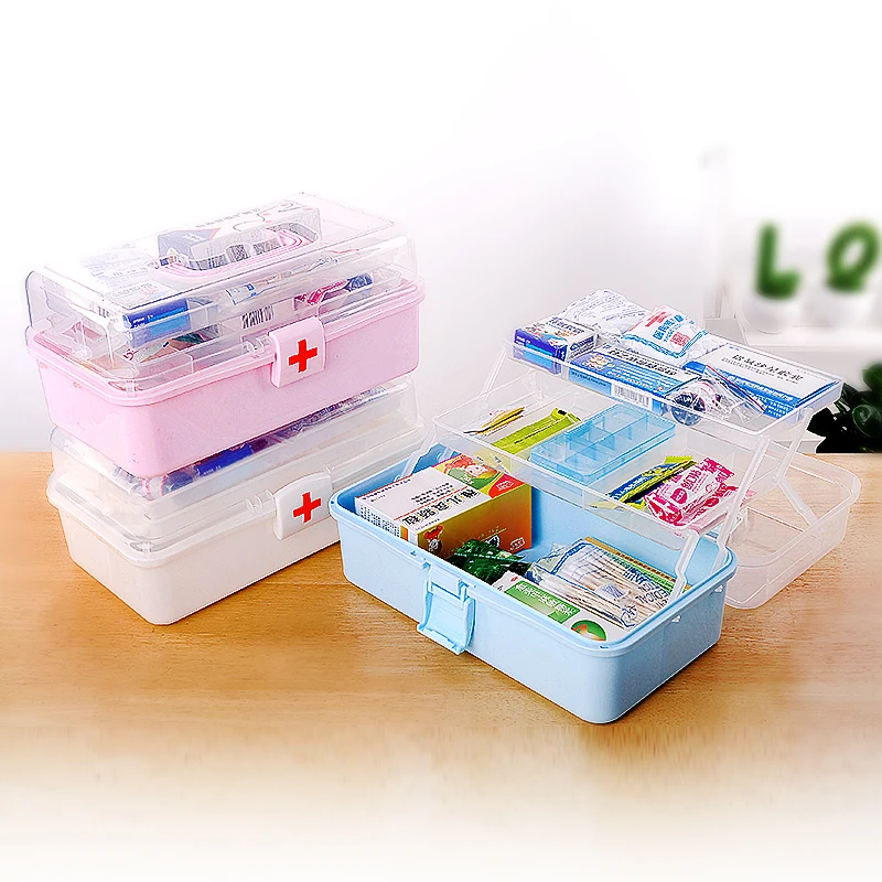Plastic 3 Layer Medical Kit Portable Medicine Box Family Expenses First ...