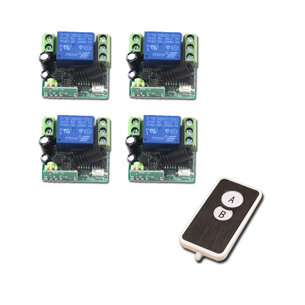 315/433mhz Universal Wireless Remote Control Switch Dc 12v 1ch Relay 4 ...