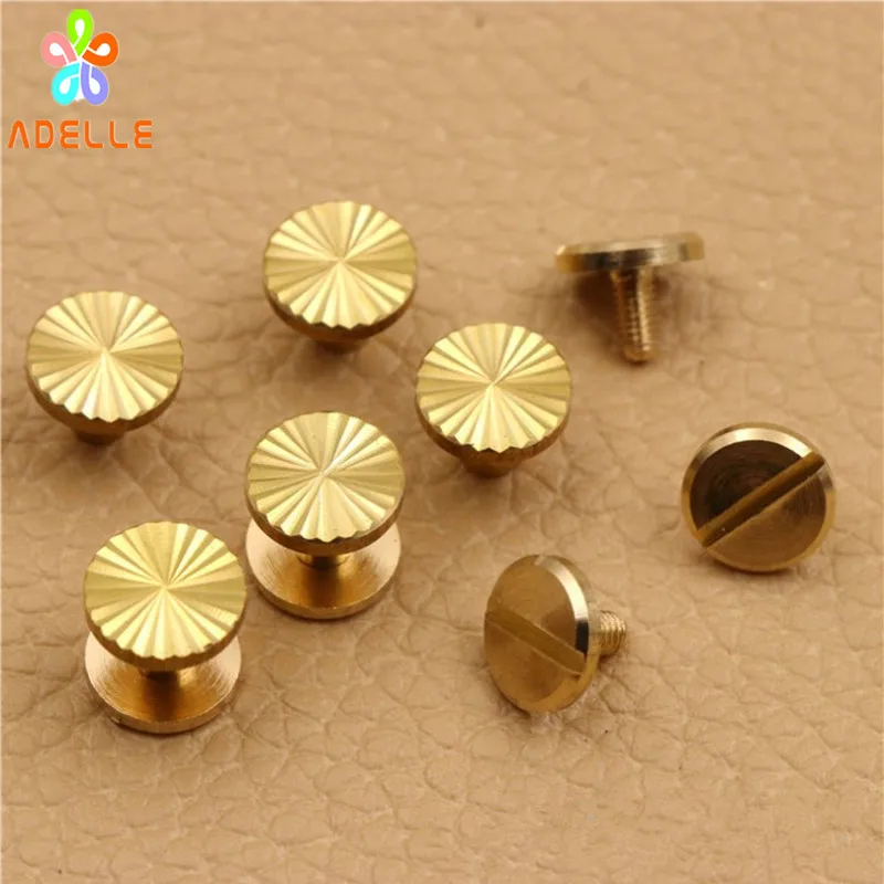 10 sets 100% Solid Brass Sunflower CHICAGO SCREWS Stud Flat FASTENER ...
