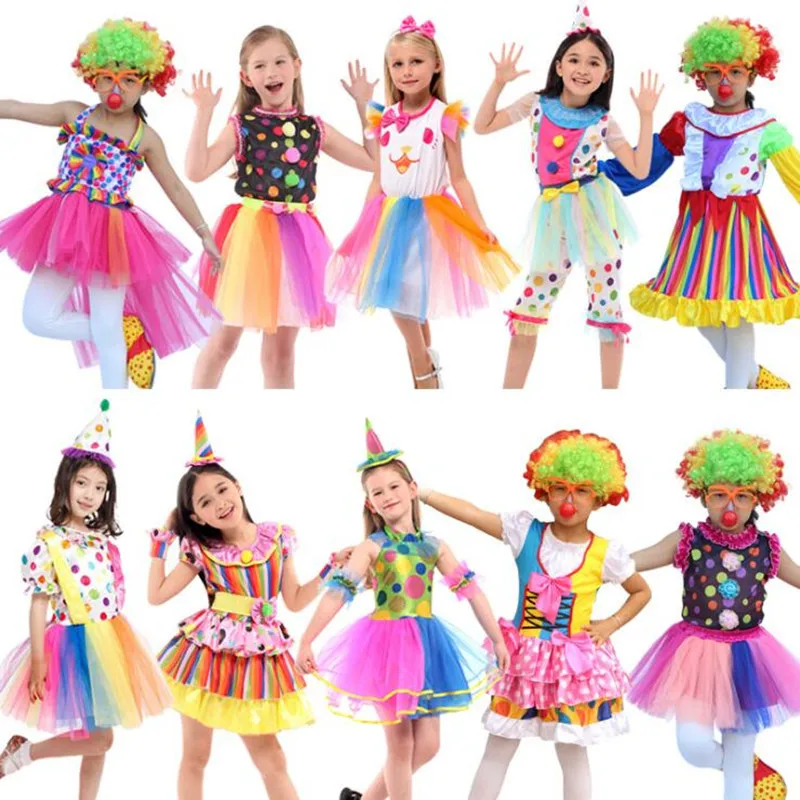 Kids Boy Girl Circus Clown Costume Amusement Park Naughty Clown ...