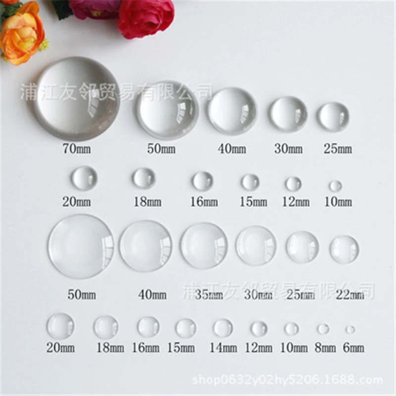 Aclovex 1pack Round Flat Back Glass Cabochon 12mm 20mm 25mm Transparent ...