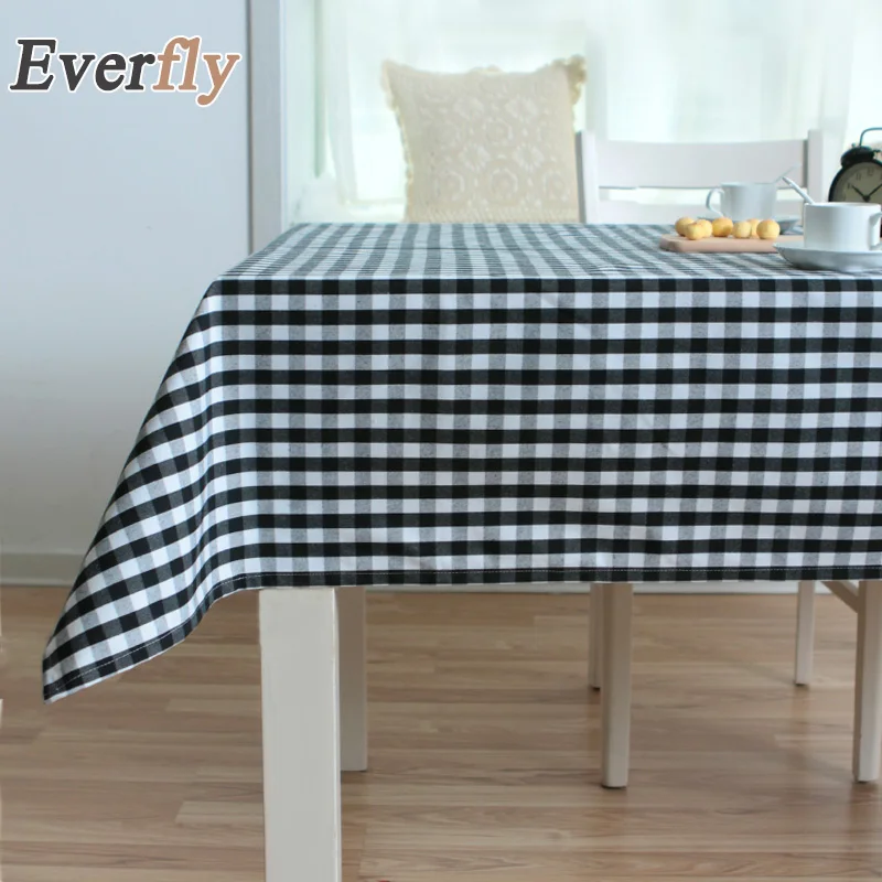 Europe Style Black Plaid Plain Weave Tablecloth 100% Polyester Lace ...