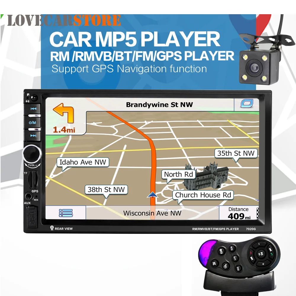 Купить 7 дюймов 2 Дин bluetooth стерео мультимедиа мр5 плеер с GPS ...