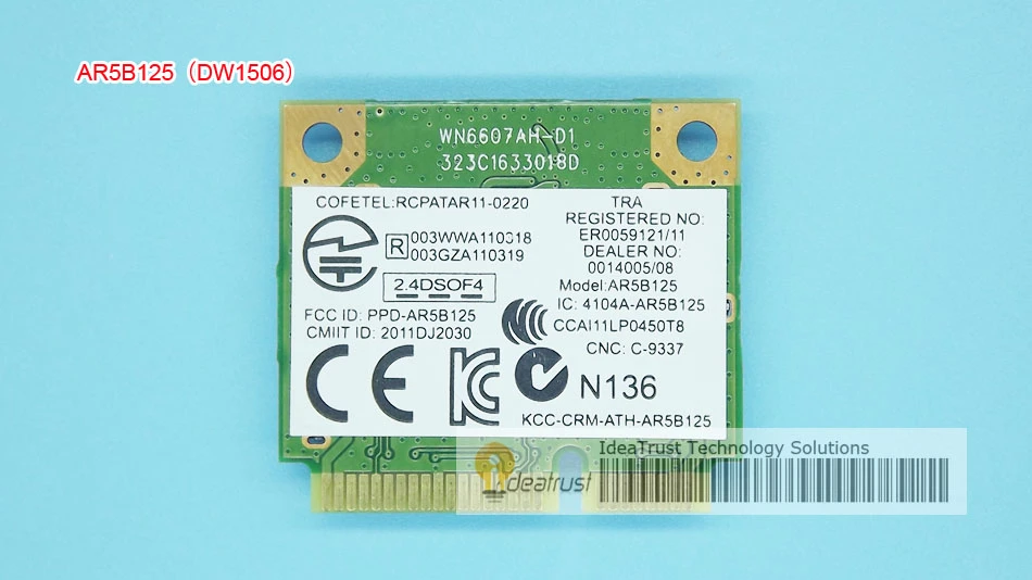 Ar5b125 dw1506 150 mbps 802.11bn wifi 미니 pcie 하프 사이즈 wifi 무선 네트워크 카드 ...