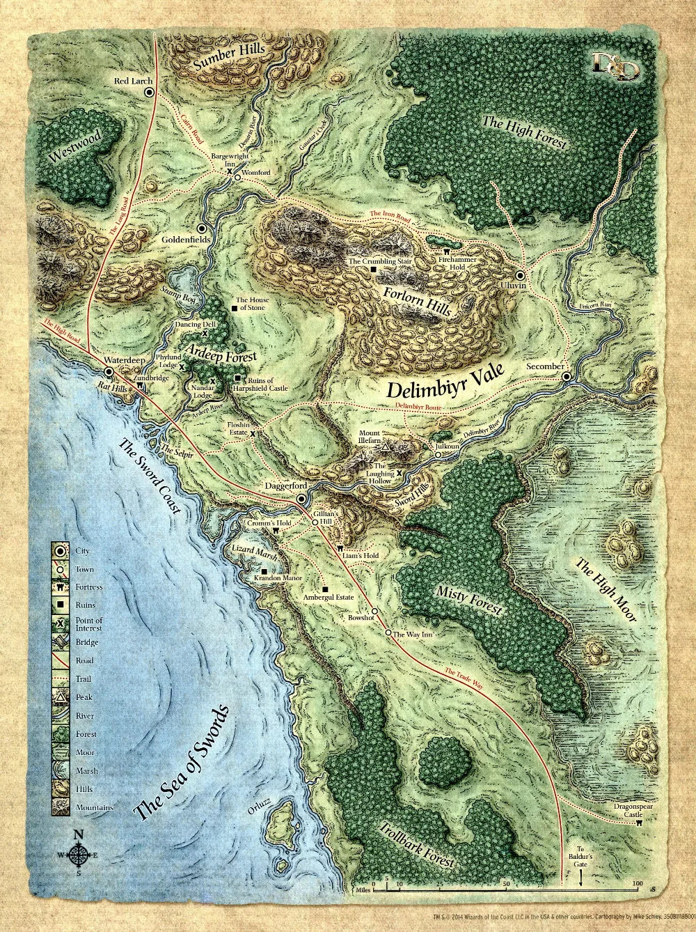 Map of Wizards of the Coast in USA Classic Vintage Retro Kraft ...