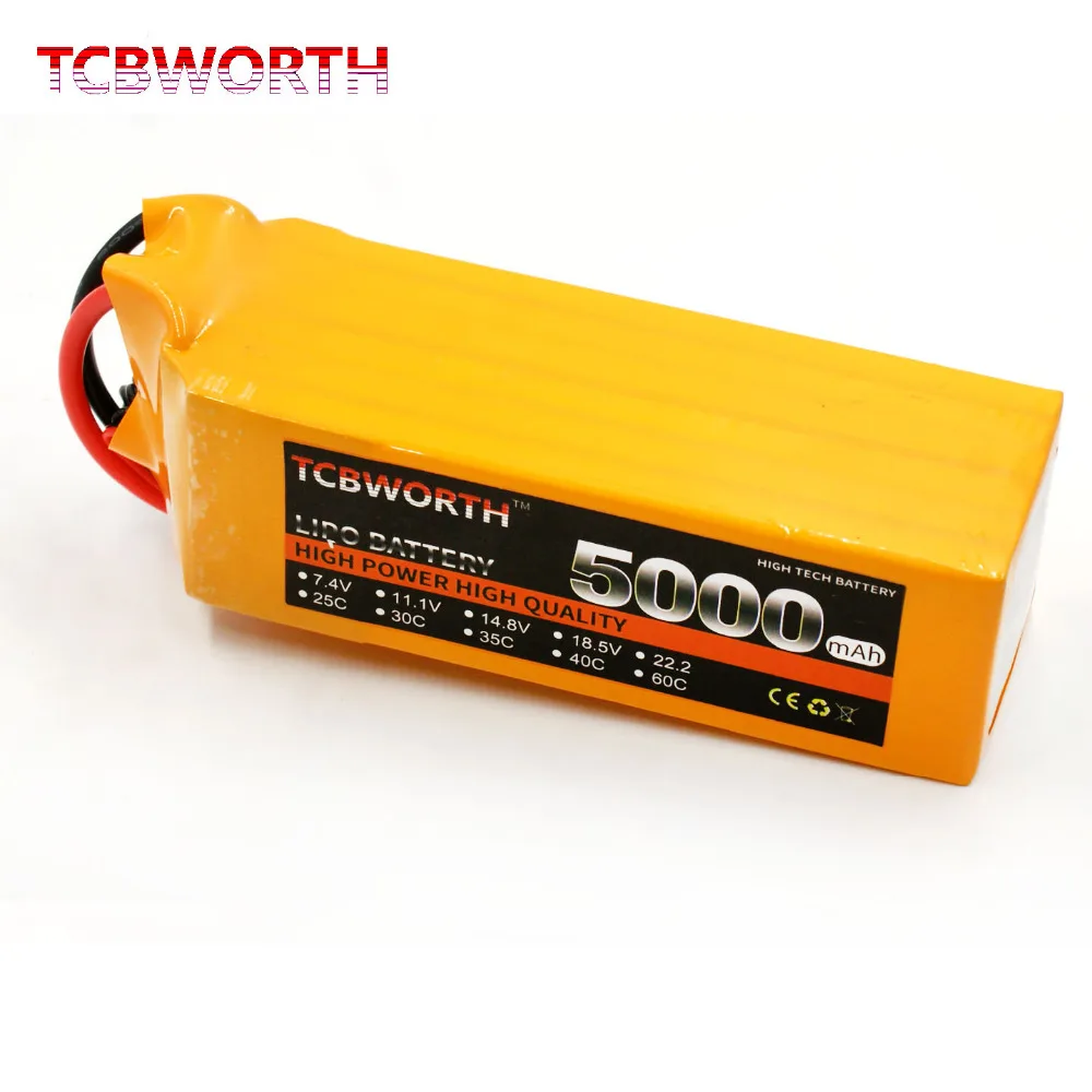 TCBWORTH Batteries 6S 22.2V 5000mAh 60C RC Airplane LiPo Battery For RC Helicopter Quadrotor ...