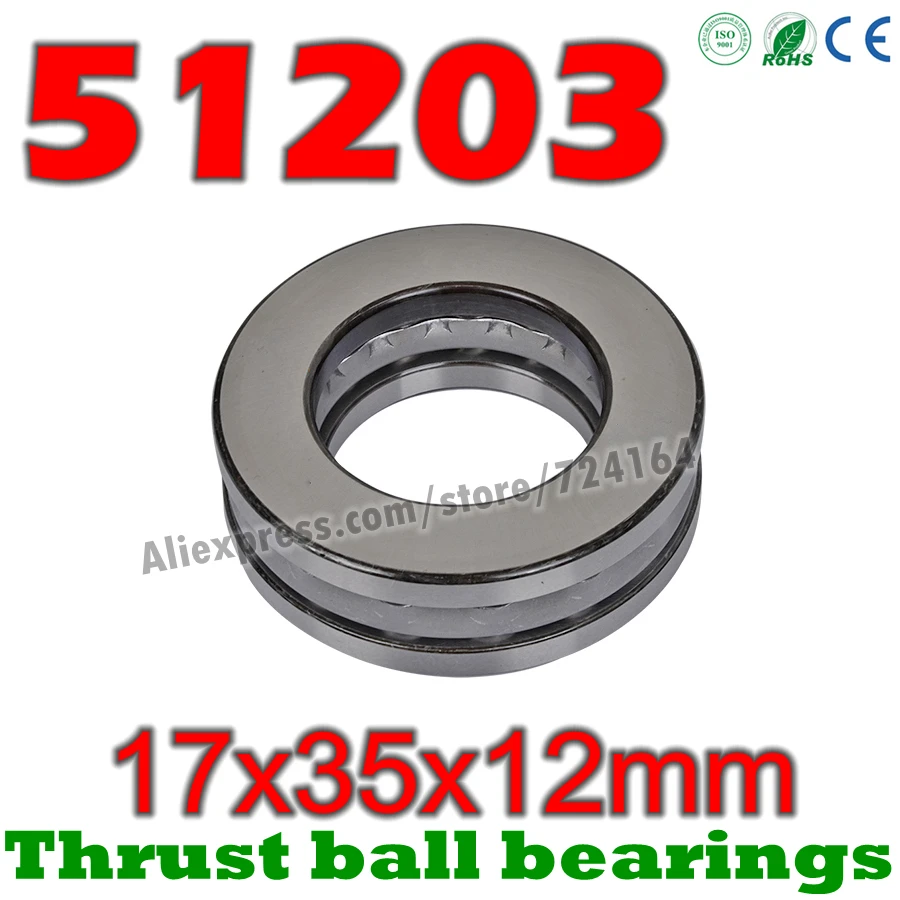 17x35x12 mm Thrust Ball Bearings 51203 Axial 51203M 8203 8203H Plane 17 ...