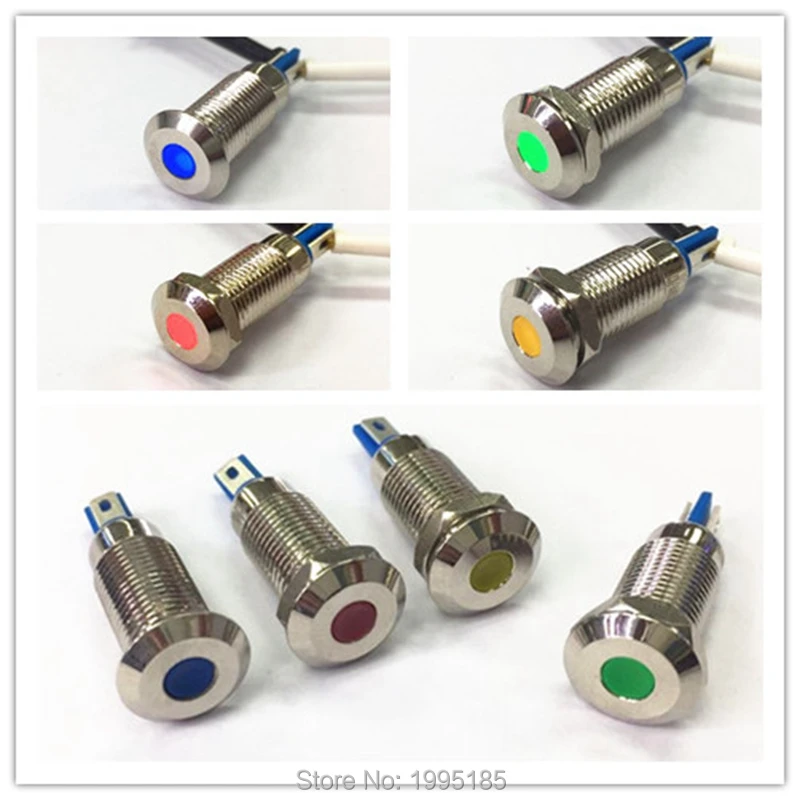 8mm Metal Indicator Light LED Blub Waterproof Signal Lamp 6V 12V 24V ...