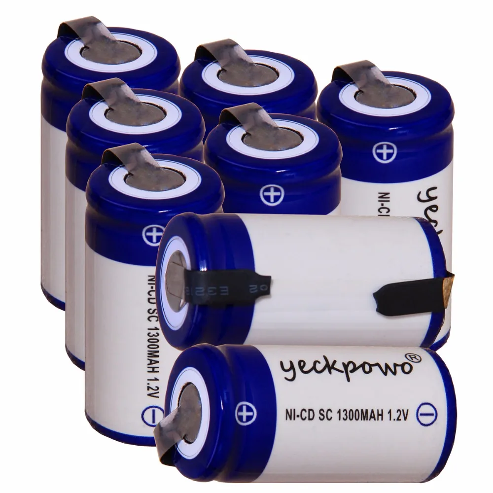 8 pcs SC 1300mah 1.2v battery NICD rechargeable batteries for electric screwdriver electric ...