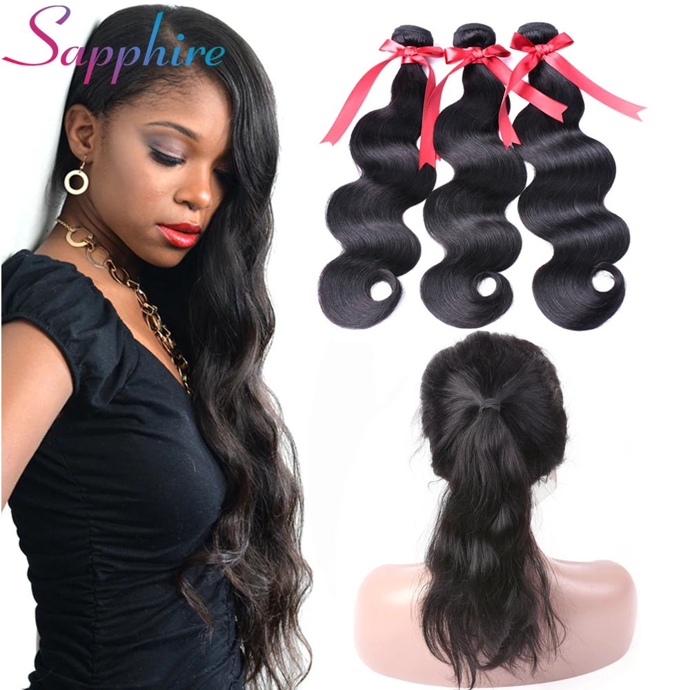 Sapphire 360 Lace Frontal Closure with Bundles Brazilian Body Wave ...