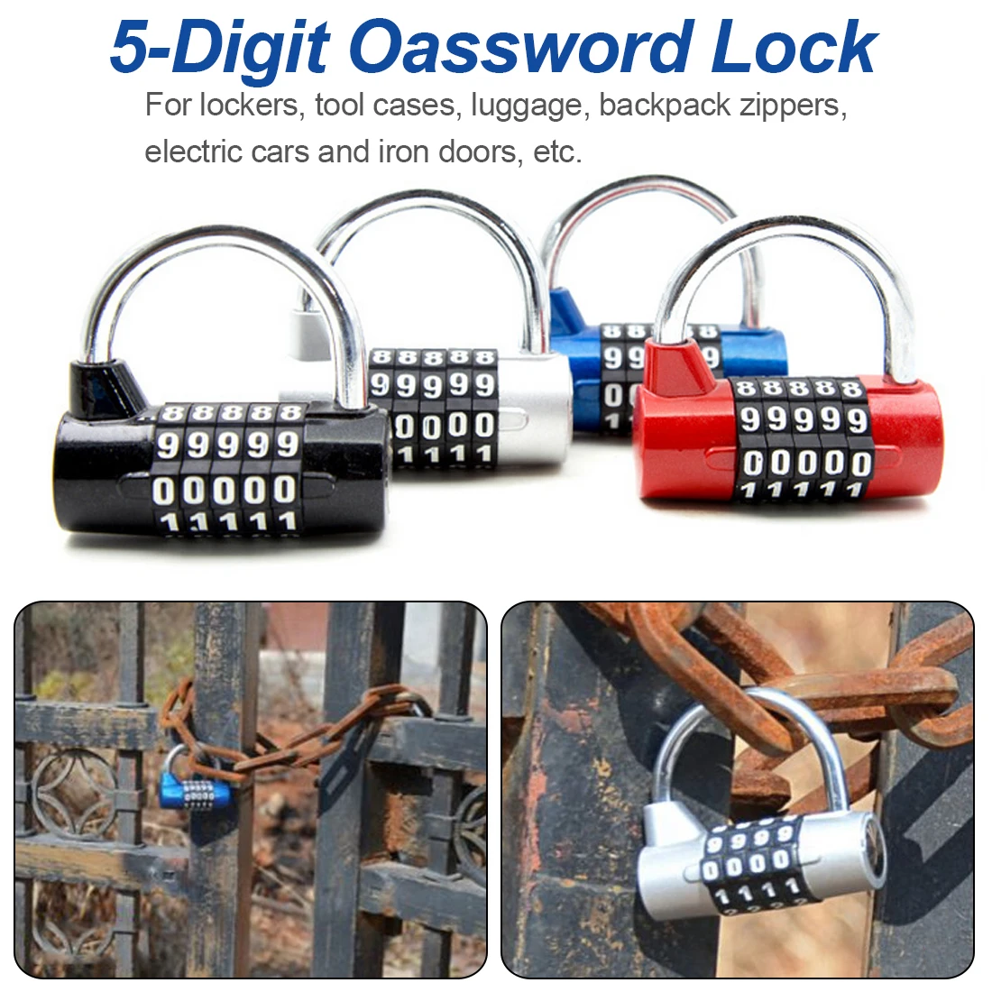 5 Digit Password Safety Lock Zinc Alloy Combination Travel Security 5-digit-password-safety-lock-zinc-alloy-combination-travel-security