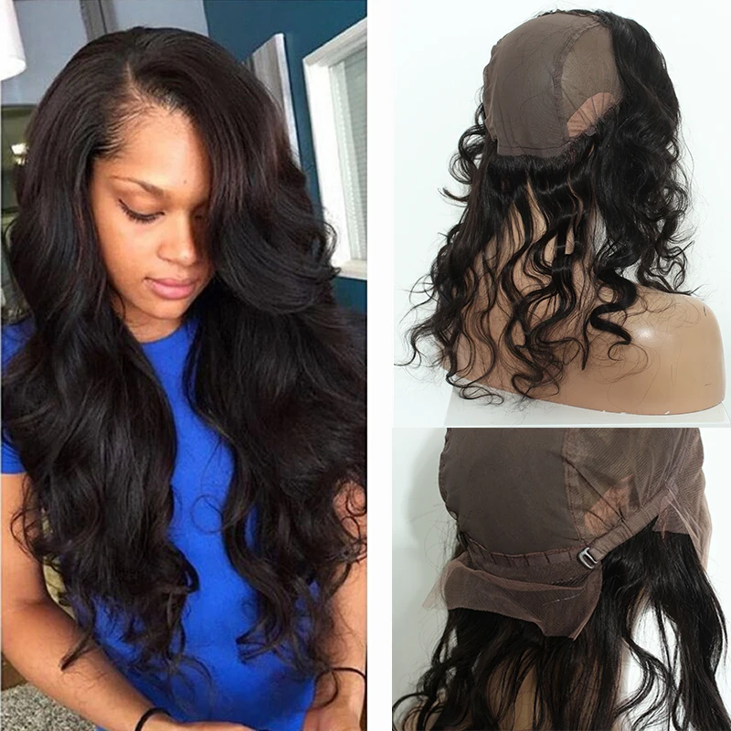 360 Lace Frontal Closure with Wig Caps 7A Brazilian Body Wave 360 ...