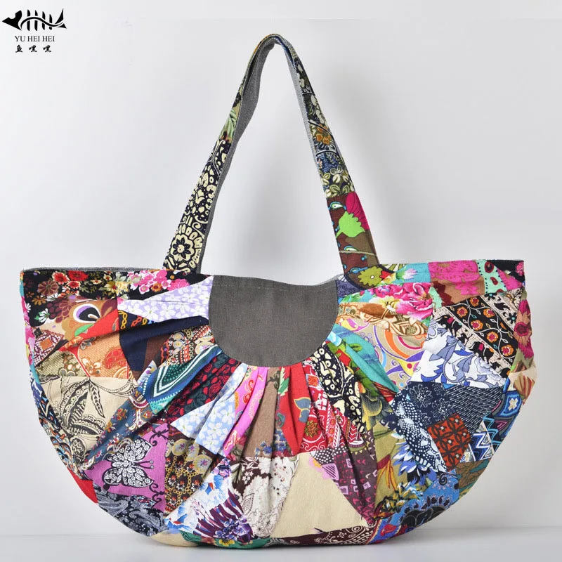 Patchwork Flowers Bohemian Gypsy Women Lady Bags Shoulder Tote Bag ...