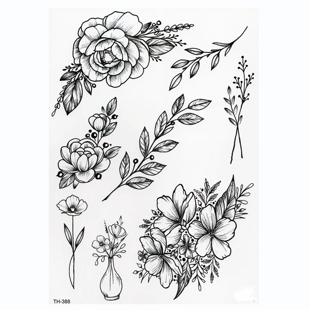 Flower Outline Tattoo On Shoulder