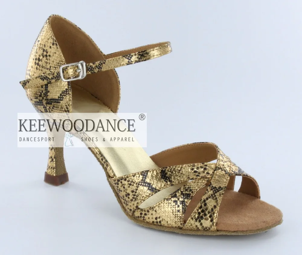 Keewodance zapatos dorados para mujer, calzado para bailar salsa y ...