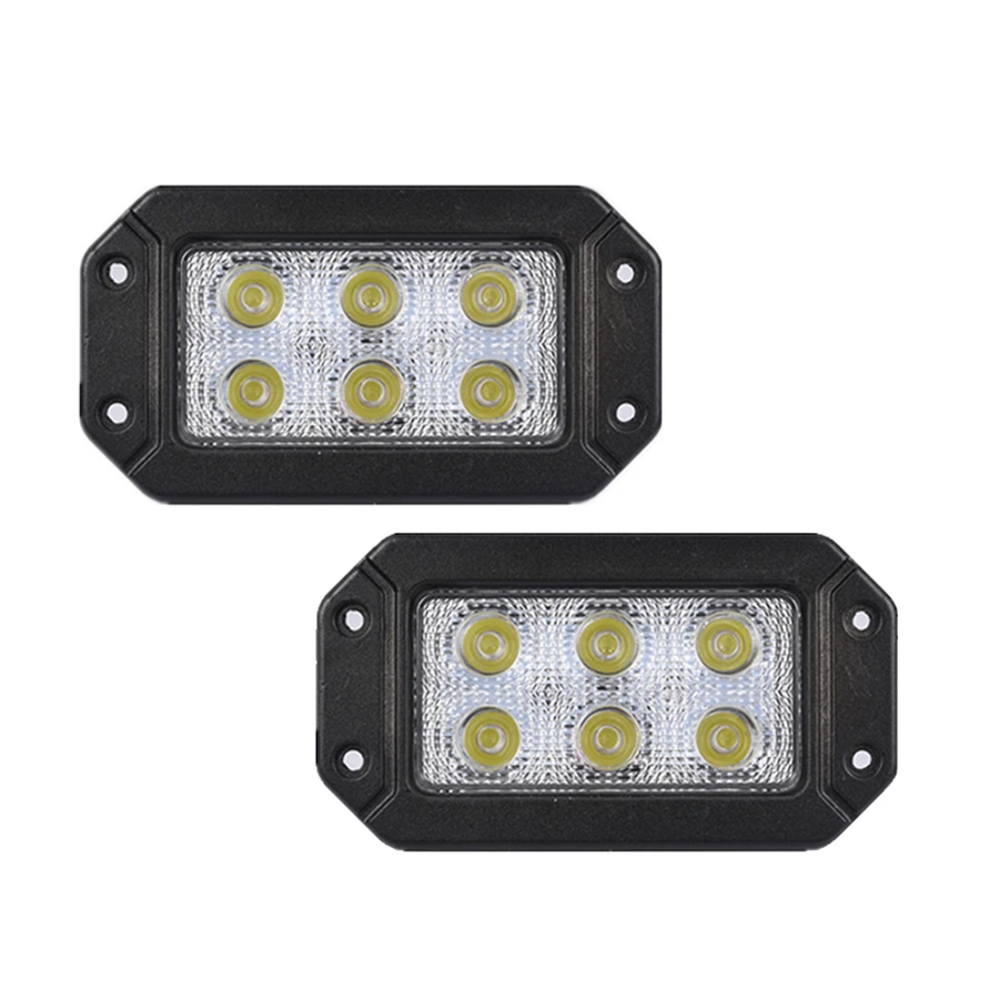 1 Pair 6.2x3.3 Inch 18w Flush Mount Led Light Pods Flood Light Bar For ...