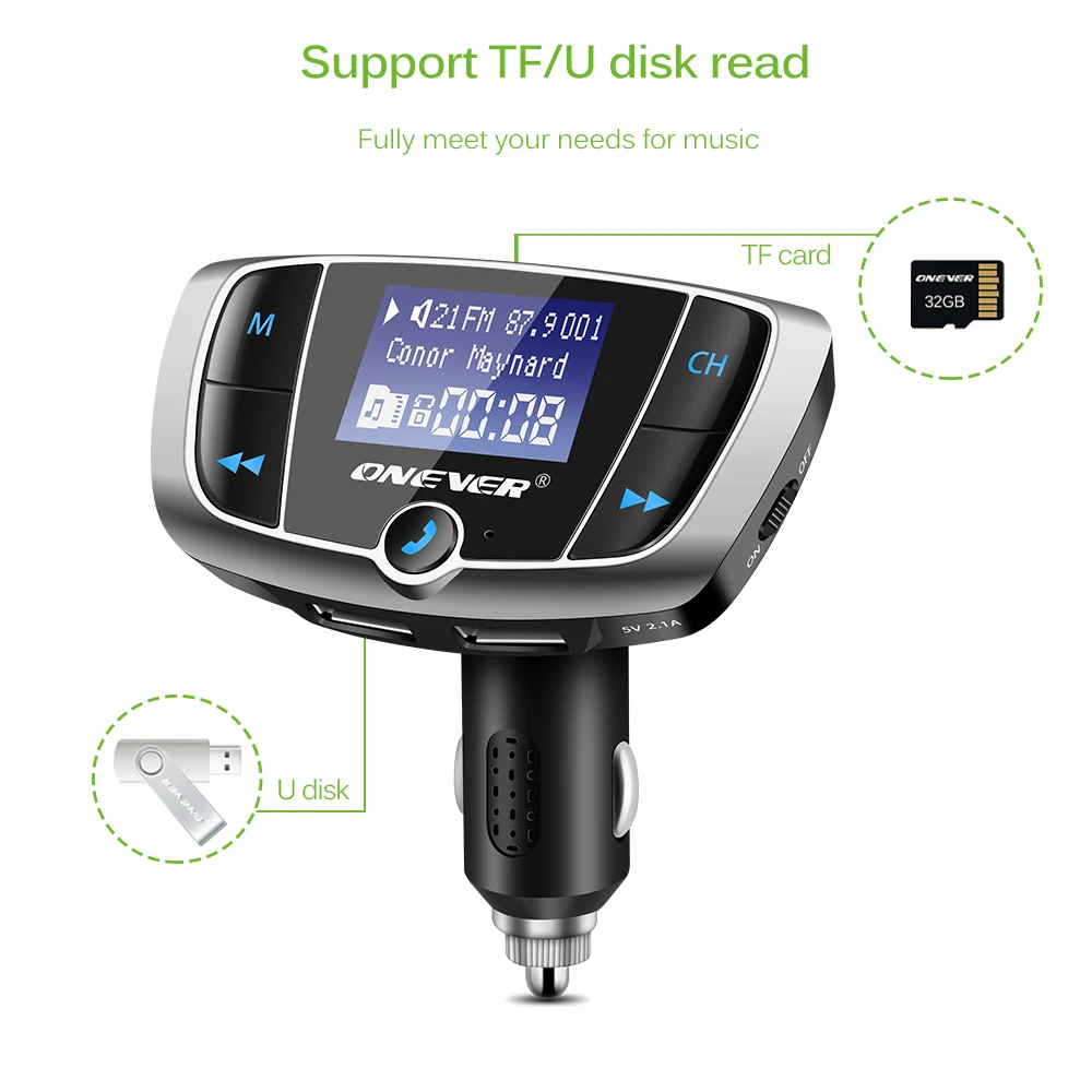 Bluetooth FM Transmitter Wireless Radio Adapter FM Modulator Car Kit ...