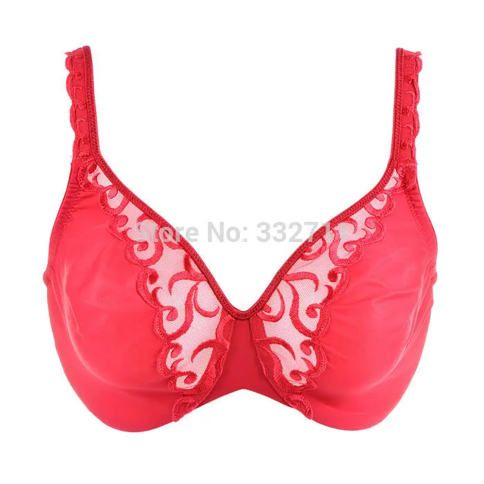 Simplex Embroidered Minimizer Full Coverage Bra Red Plus Size Band 34 ...