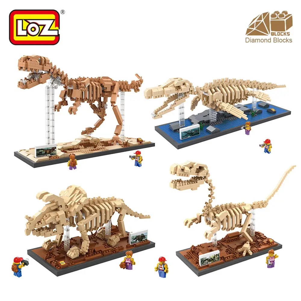 LOZ Diamond Blocks T Rex Dinosaur Fossil Skull Animal Model Set Toys ...