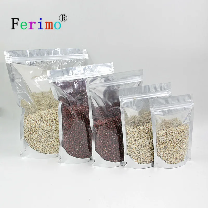 100pcs New Matte Silver Translucent Stand Up Ziplock Pouches Aluminum ...