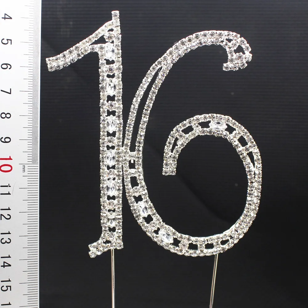 ZMASEY 1Pc Number 16 Cake Topper For Party Happy Birthday Card Baking ...