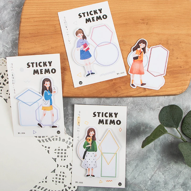 Kawaii Happy Girls Sticky Notes Cute Cartoon Paper Memo Pad Post ...