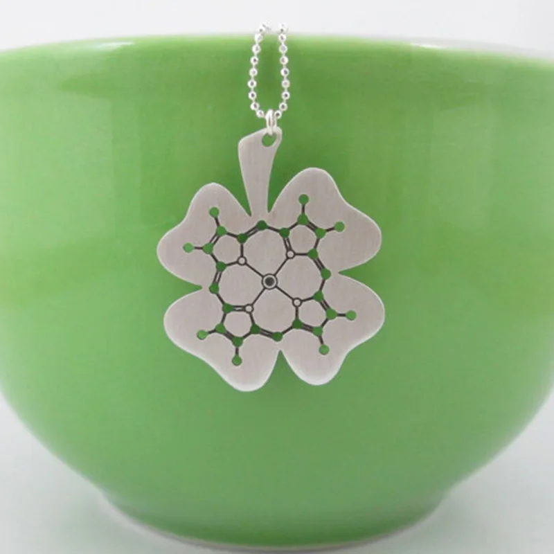 Clover With Chlorophyll Molecule - Chemistry Gift - Silver Four Leaf ...