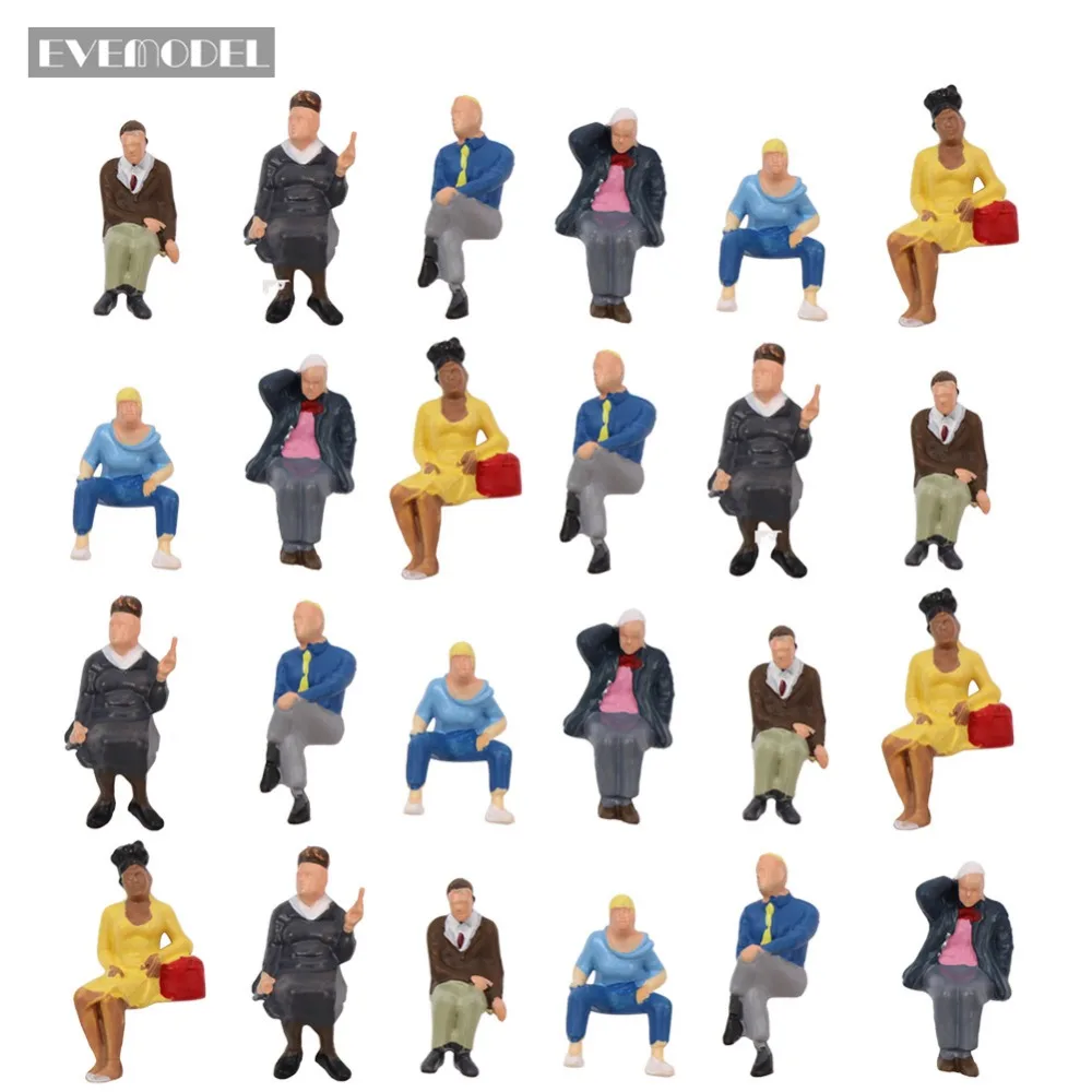 24pcs Model Railway O scale Seated Figure 1:43 Painted Sitting People ...