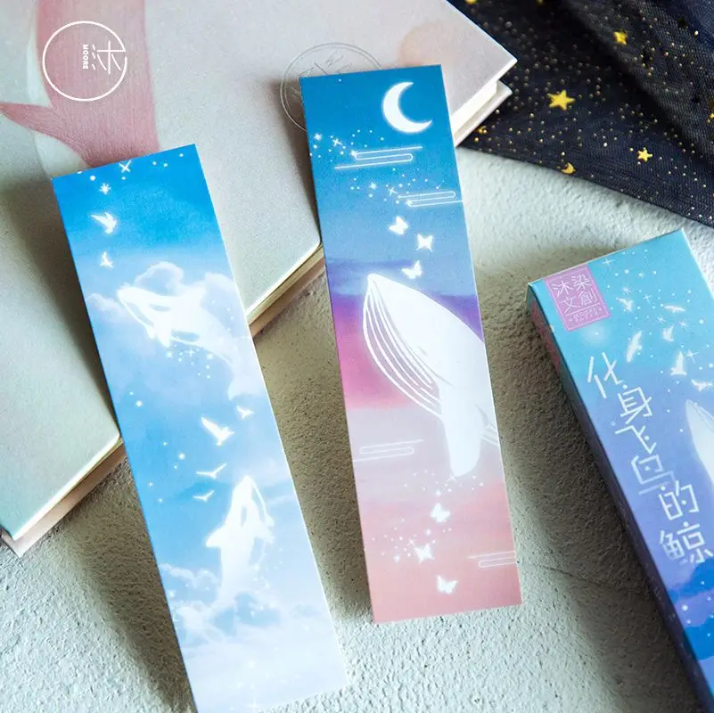 30pcs Sleeping Whale Vintage Bookmarks Cartoon Paper Book Mark Message ...