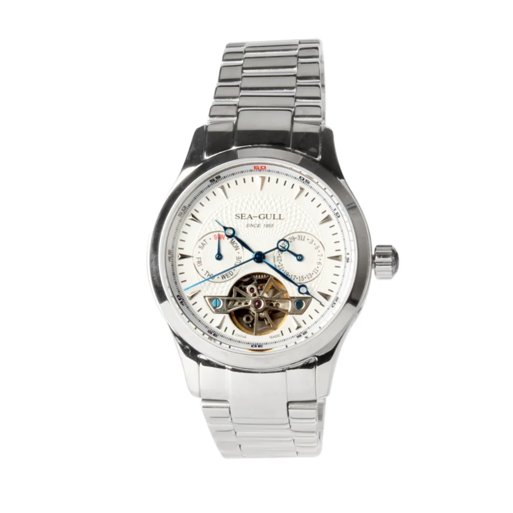 Sea-Gull-Men-s-Automatic-Watch-PVD-With-Stainless-Steel-Blue-Hands ...