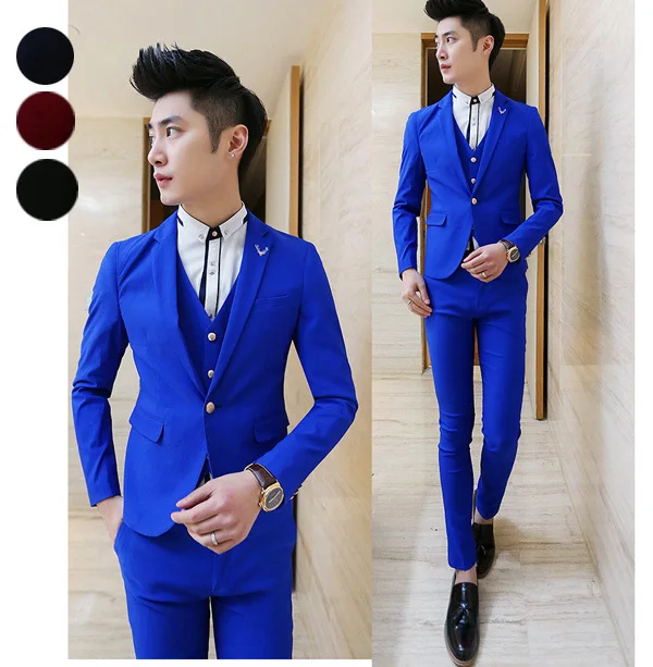 NEW Korean men suits mens 3 piece suits slim fit men wedding jacket ...