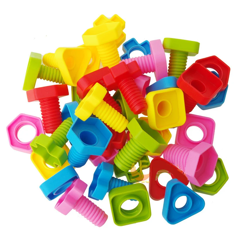 5 Pairs Screw building blocks plastic insert blocks nut shape toys for ...