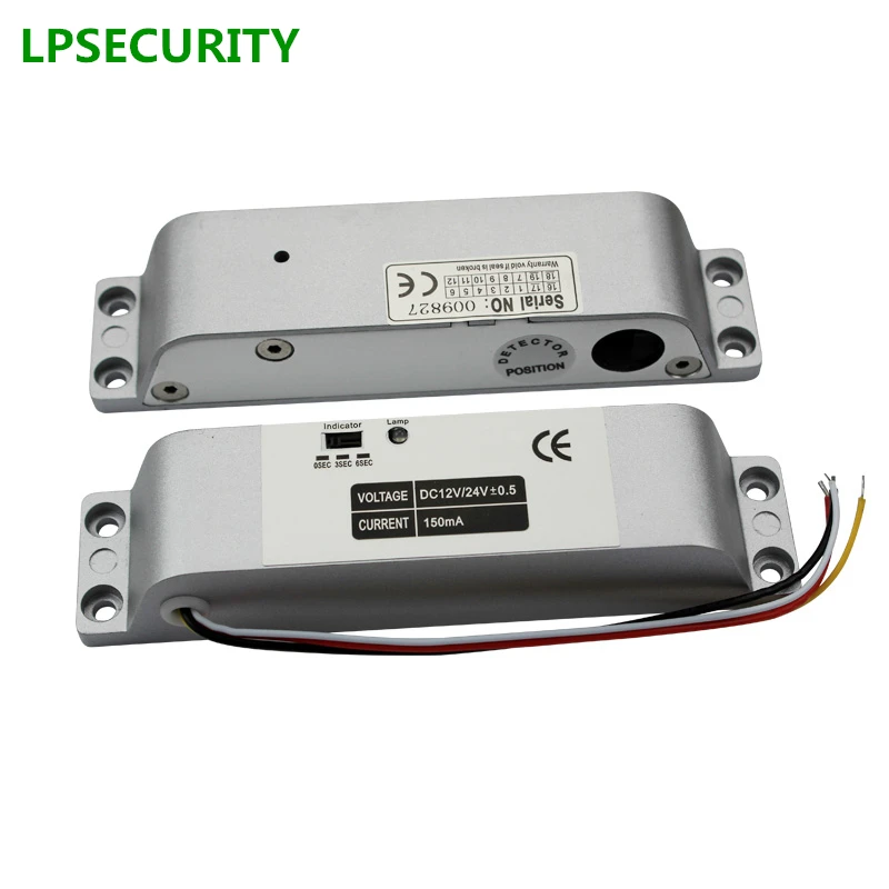 4 wire Wooden door Electric Drop Bolt Door Lock DC 12V Magnetic ...
