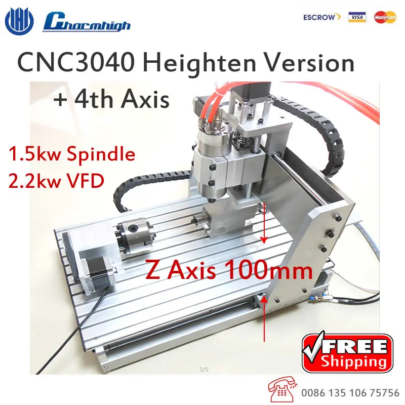 Купить 4 оси cnc3040 повысить версия 1.5kW шпинделя 2.2kw vfd z оси 100 ...