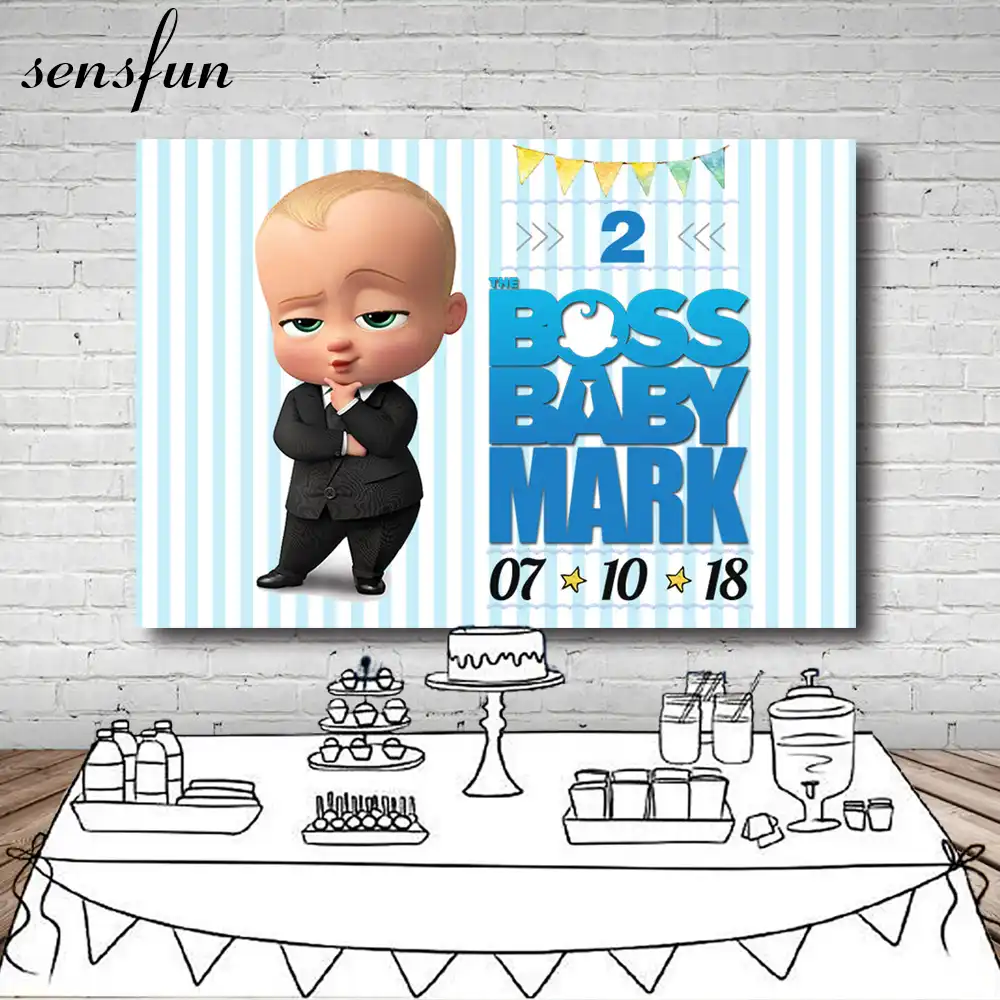 Sensfun Boss Baby Backdrop Turquoise Wood Baby Shower Happy Birthday ...
